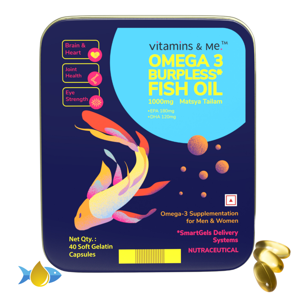 OMEGA 3 BURPLESS FISH OIL 1000 MG with 180 MG EPA & 120 MG DHA 40 ...